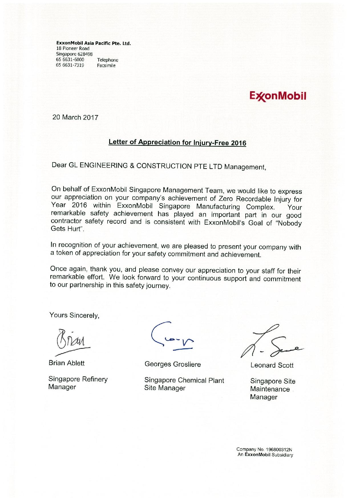 ExxonMobil Awards 2016-page-001 | GL Engineering & Construction Pte Ltd