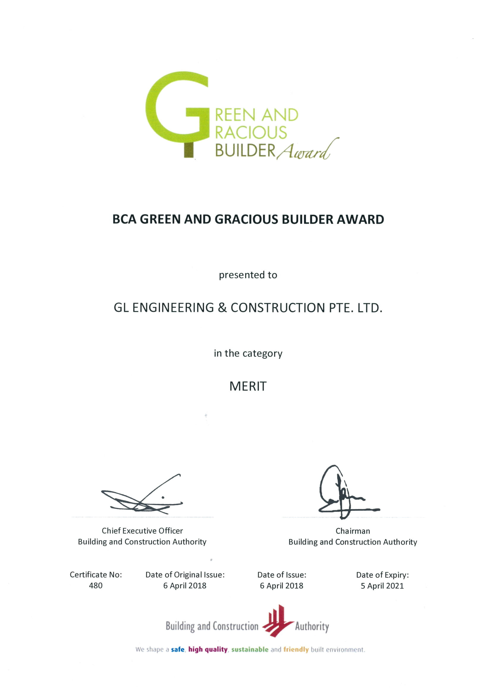 BCA-GGBS_Merit Certificate-1 | GL Engineering & Construction Pte Ltd